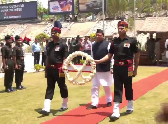 The mortal remains of Lance Naik Ruchin Singh Rawat, who was martyred in Jammu and Kashmir ...